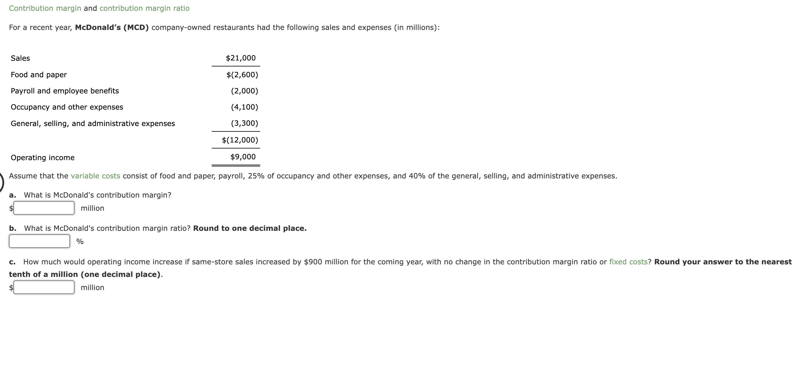 Solved Contribution Margin And Contribution Margin Ratiofor