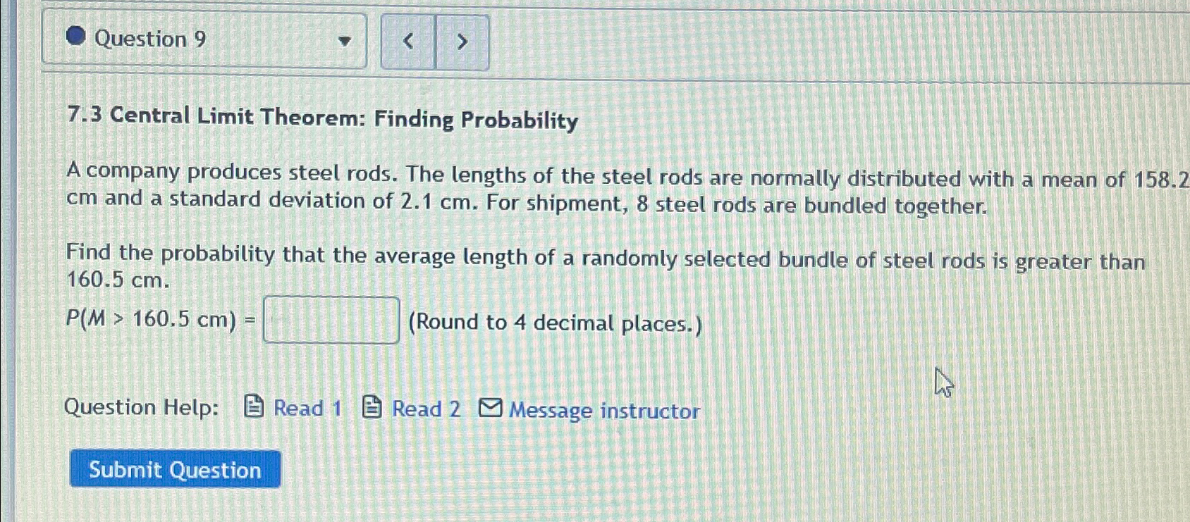 Question 97.3 ﻿Central Limit Theorem: Finding | Chegg.com