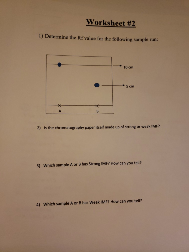 Solved Worksheet #2 1) Determine the Rf value for the | Chegg.com