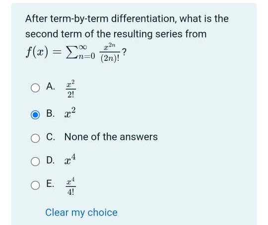 Solved After term-by-term differentiation, what is the | Chegg.com