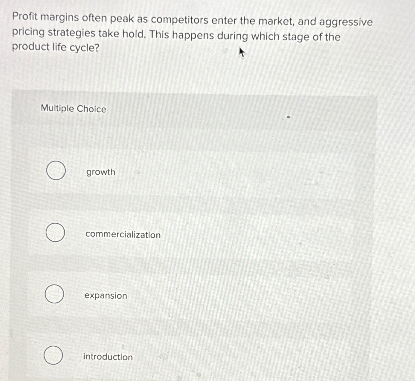 Solved Profit margins often peak as competitors enter the | Chegg.com