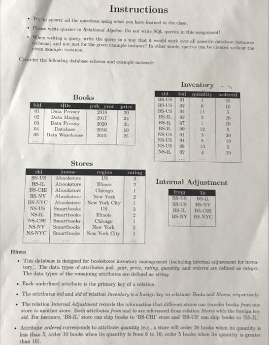 Solved Instructions . Try to answer all the questions using | Chegg.com