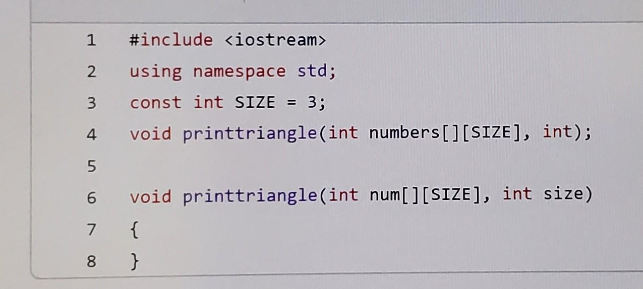 Solved [2] Print the left bottom triangle in 2D array. We | Chegg.com
