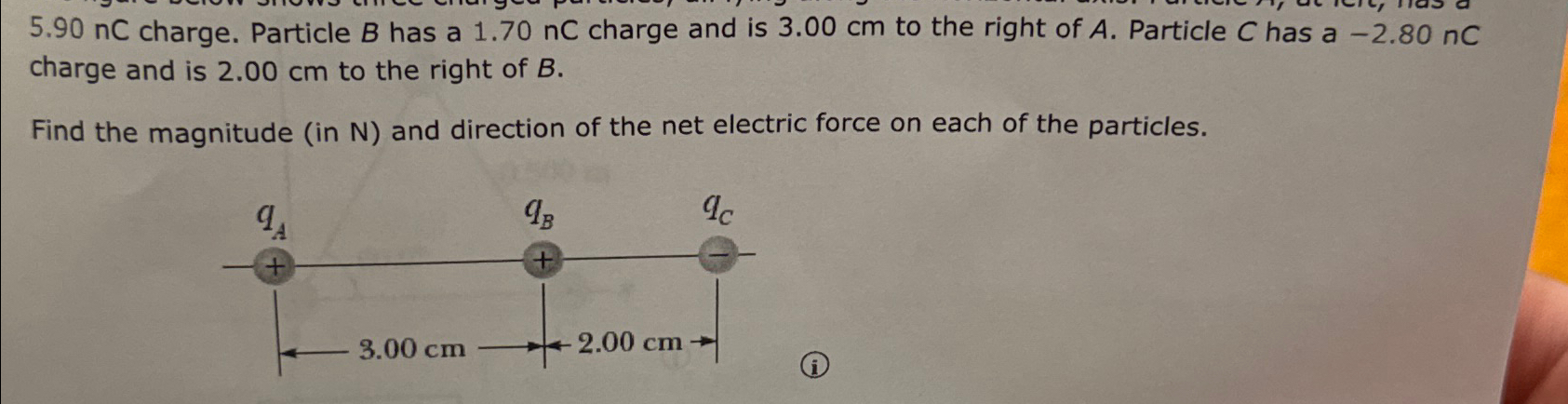 Solved 5.90nC charge. Particle B has a 1.70nC charge and is | Chegg.com