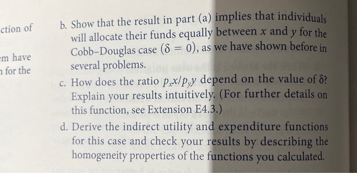Solved 4 11 Ces Utility The Ces Utility Function We Have