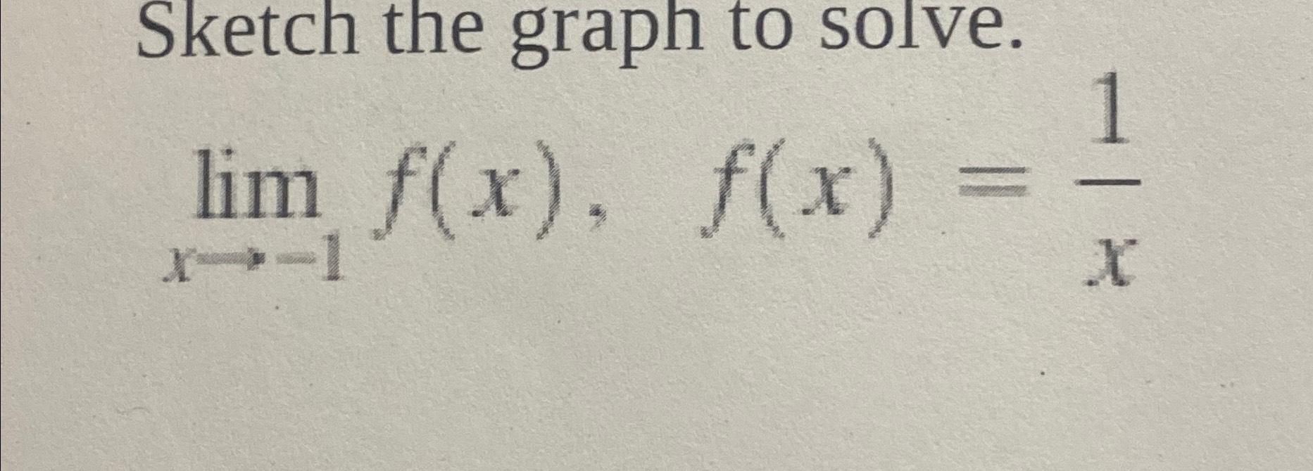 Solved Sketch the graph to solve.limx→-1f(x),f(x)=1x | Chegg.com