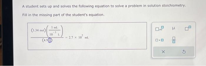 Solved A student sets up and solves the following equation | Chegg.com