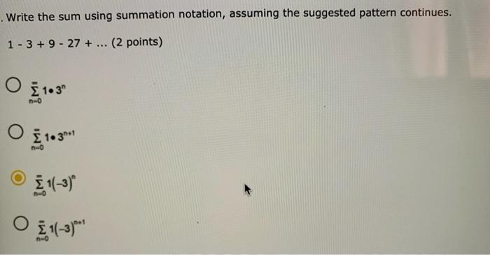 Solved 1 Write The Sum Using Summation Notation Assuming 