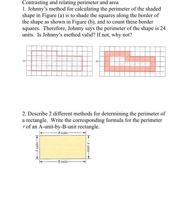 Solved Contrasting and relating perimeter and area 1. | Chegg.com