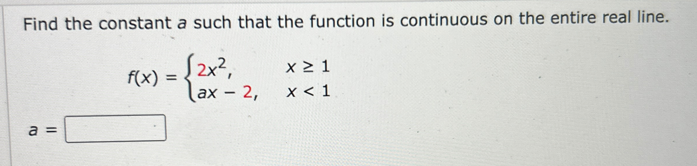 Solved Find the constant a such that the function is | Chegg.com