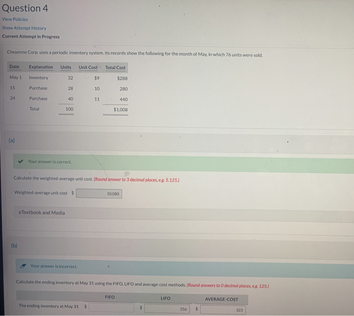 Solved Question 4 View Policies Show Attempt History Current | Chegg.com