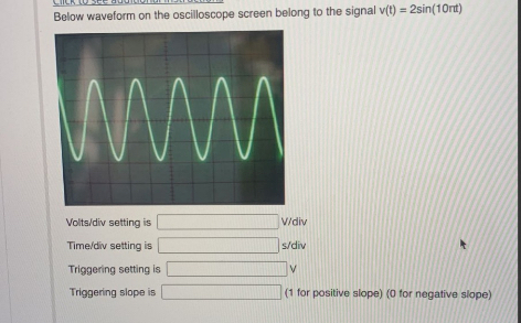 Solved Below waveform on the oscilloscope screen belong to | Chegg.com