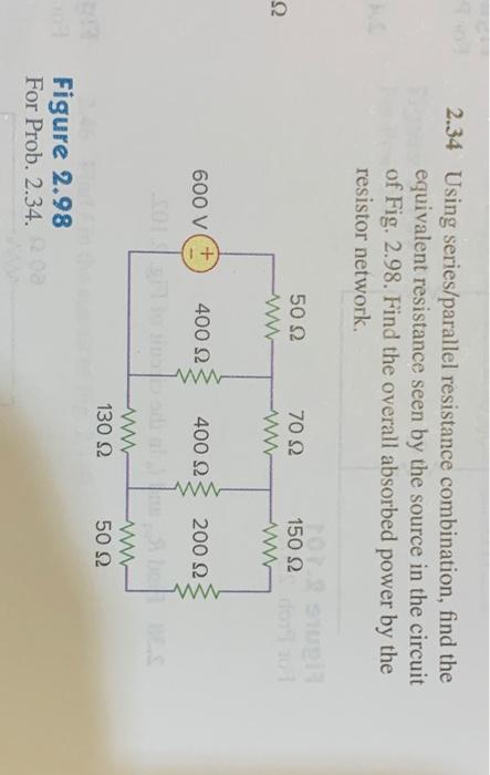 Solved Ω 2.34 Using series/parallel resistance combination, | Chegg.com