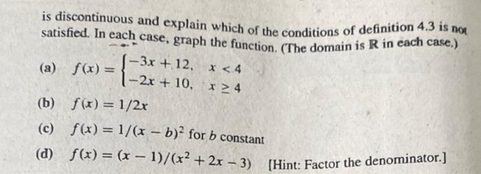 Solved each of the following functions, indicate at which | Chegg.com