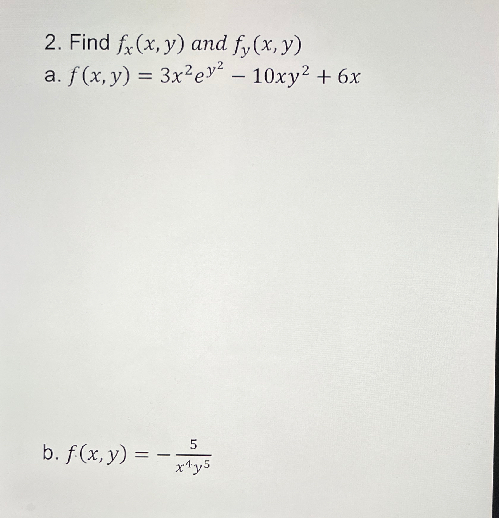 Solved Find fx(x,y) ﻿and | Chegg.com