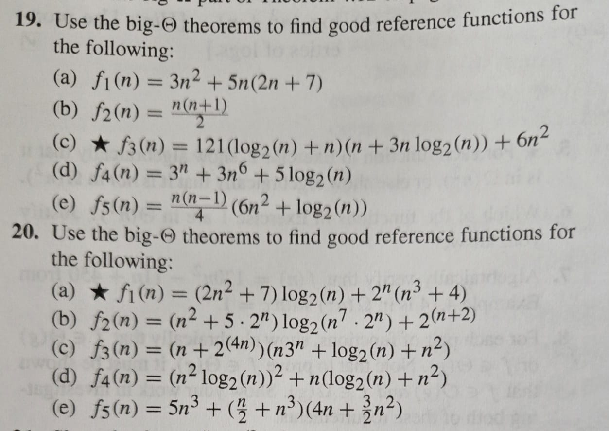 Solved Use the big- Θ ﻿theorems to find good reference | Chegg.com
