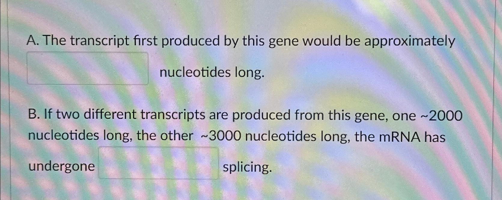 Solved A. ﻿The transcript first produced by this gene would | Chegg.com