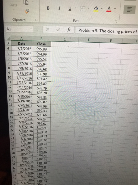 Solved Clipboard Font Alignment - X fx Problem 5. The | Chegg.com