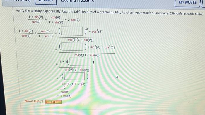 Solved Verify the identity. (Simplify at each step.) | Chegg.com