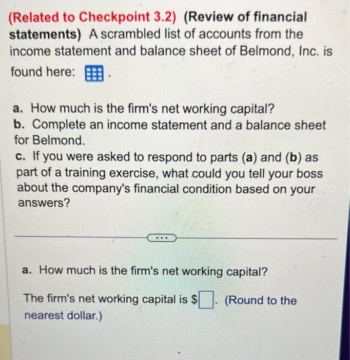 Solved (Related to Checkpoint 3.2) (Review of financial | Chegg.com
