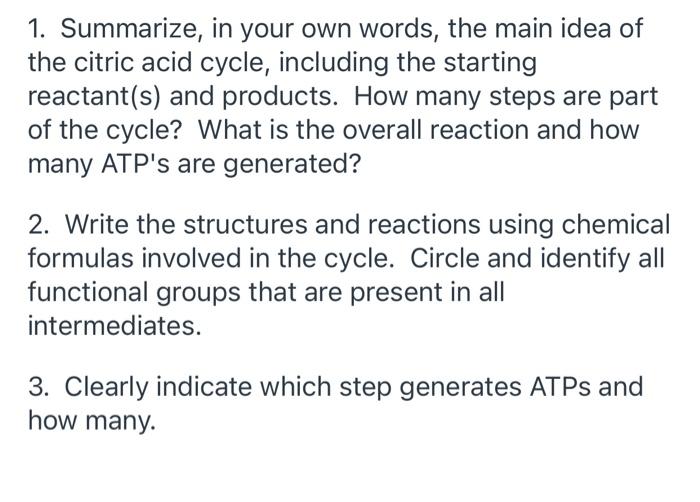 Solved 1. Summarize, in your own words, the main idea of the | Chegg.com