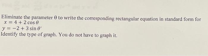 Solved Eliminate the parameter 0 to write the corresponding | Chegg.com