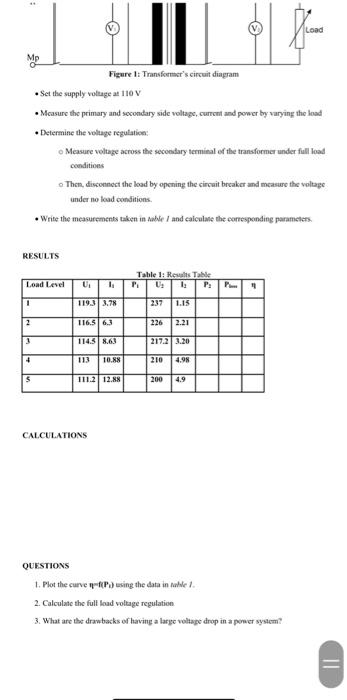 Solved Load Figure 1: Transformer's circuit diagram • Set | Chegg.com