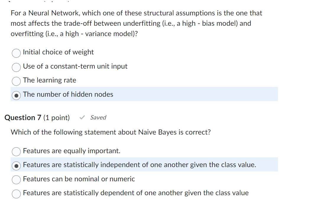 Solved For a Neural Network, which one of these structural | Chegg.com