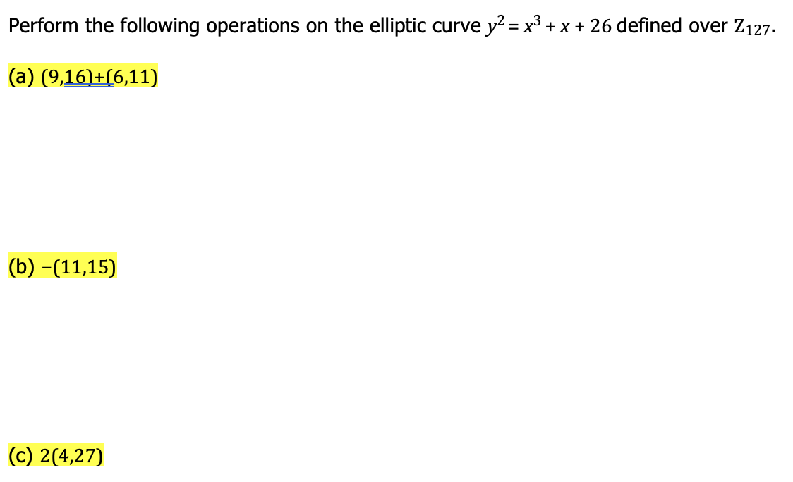 Solved Perform the following operations on the elliptic | Chegg.com