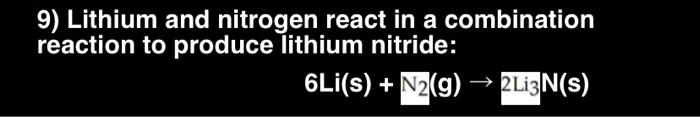 Solved Lithium and nitrogen react in a combination reaction | Chegg.com