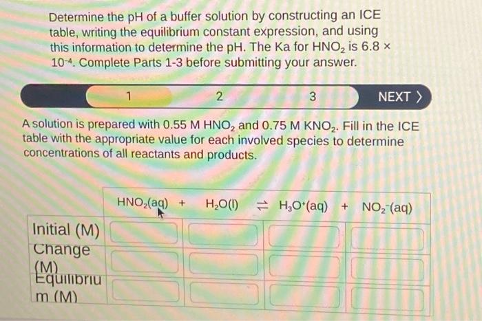 Solved Determine the pH of a buffer solution by constructing | Chegg.com