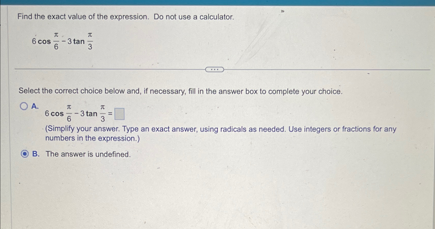Solved Find the exact value of the expression. Do not use a | Chegg.com