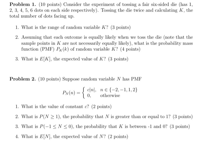 Solved Problem 1. (10 points) Consider the experiment of | Chegg.com