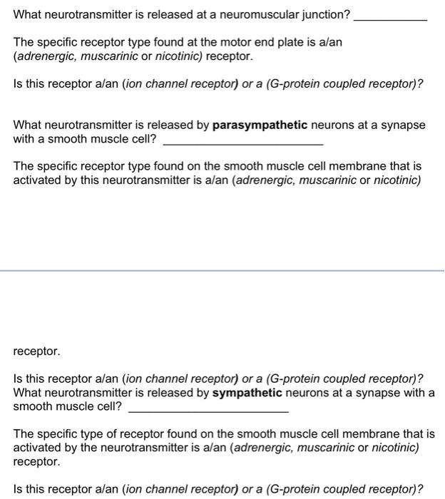 Solved What neurotransmitter is released at a neuromuscular | Chegg.com