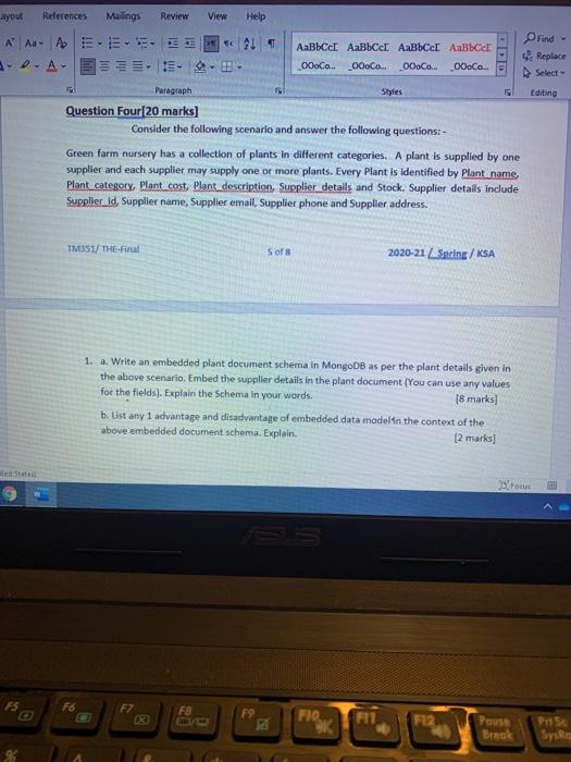 Solved Ayout References Mailings Review View Help Find A Aa