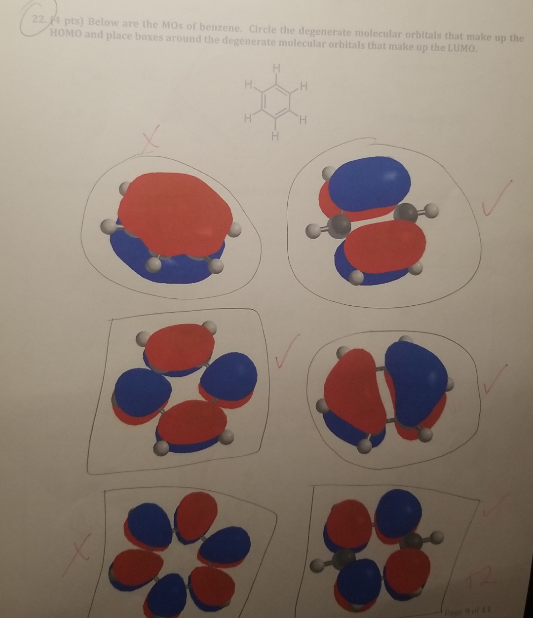 Below are the MOs of Benzene. Circle the degenerate | Chegg.com