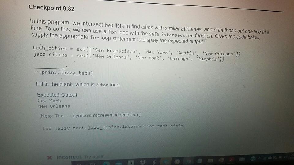 Solved Checkpoint 9.32 In this program, we intersect two | Chegg.com