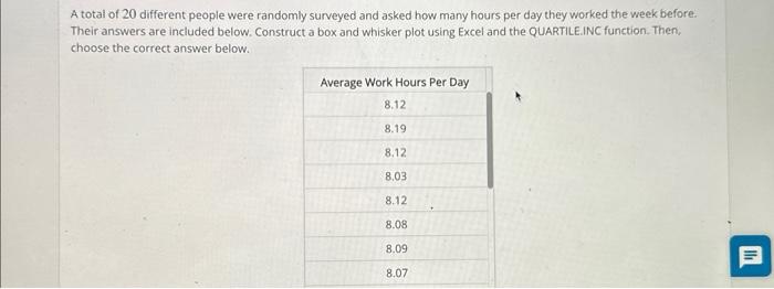 Solved A total of 20 different people were randomly surveyed | Chegg.com