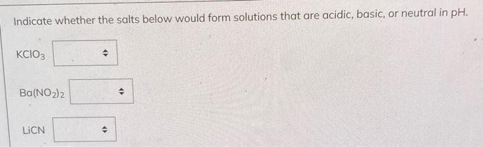 Solved Indicate whether the salts below would form solutions | Chegg.com