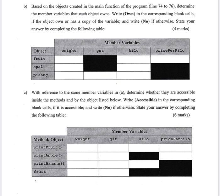 Solved Question 5 [16 marks] Given three classes named | Chegg.com