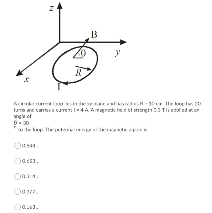 Solved A circular current loop lies in the xy plane and has | Chegg.com