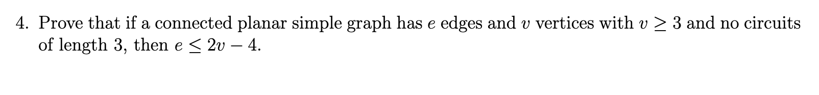 Solved Prove that if a connected planar simple graph has e | Chegg.com