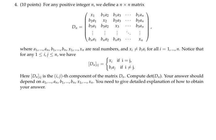 4. (10 points) For any positive integer n, we define | Chegg.com