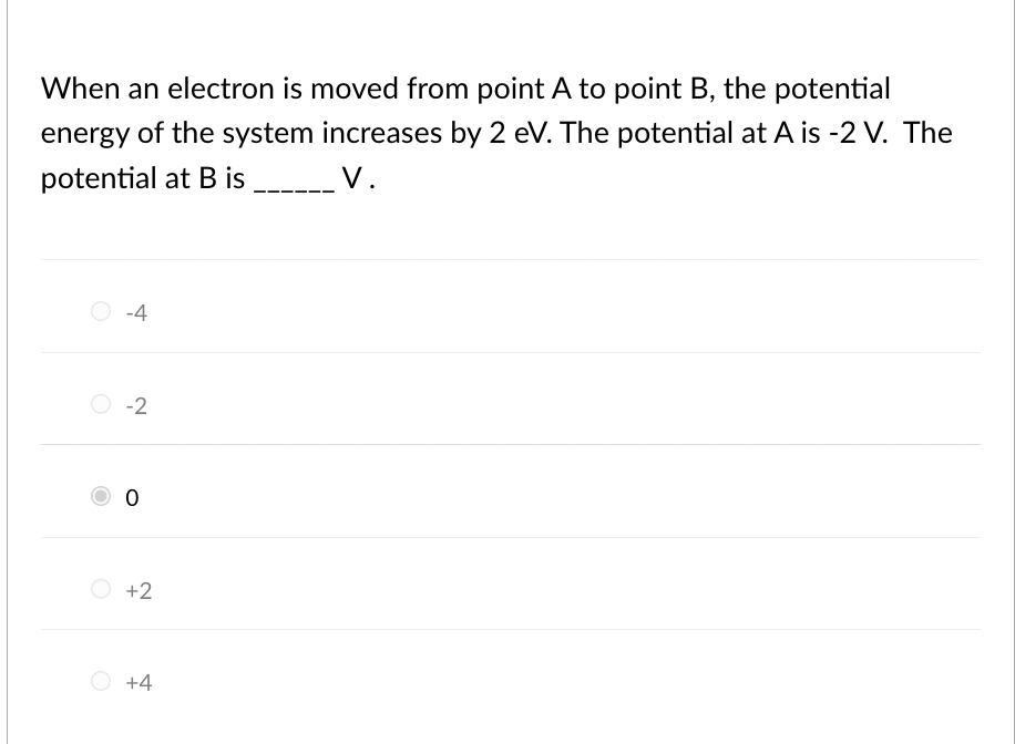 Solved When an electron is moved from point A ﻿to point B, | Chegg.com
