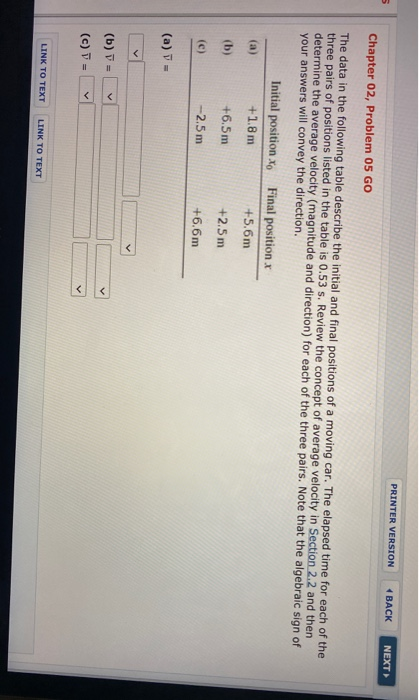 Solved PRINTER VERSION 4 BACK NEXT Chapter 02, Problem 05 GO | Chegg.com