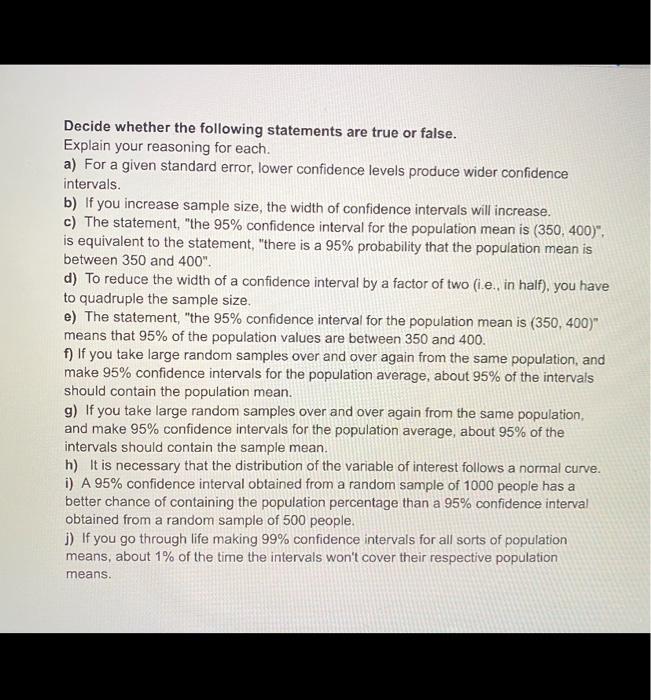 Solved Decide whether the following statements are true or | Chegg.com