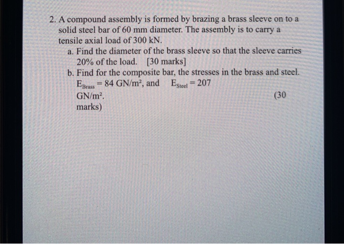 Solved 2. A compound assembly is formed by brazing a brass | Chegg.com