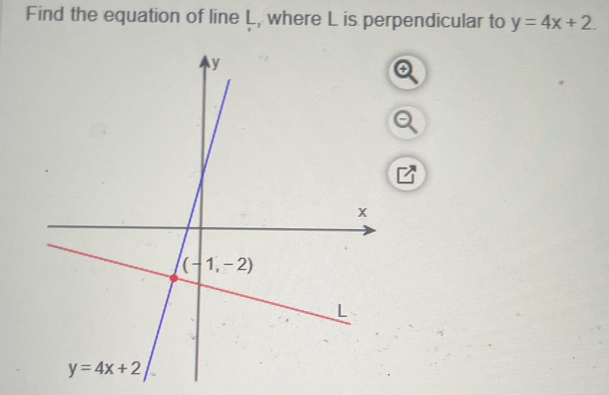 Solved Find the equation of line L, ﻿where L ﻿is | Chegg.com