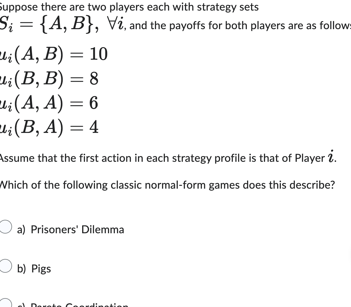 Solved uppose there are two players each with strategy | Chegg.com