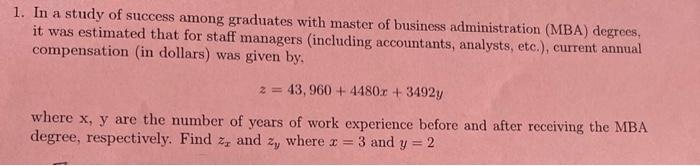 Solved In a study of success among graduates with master of | Chegg.com